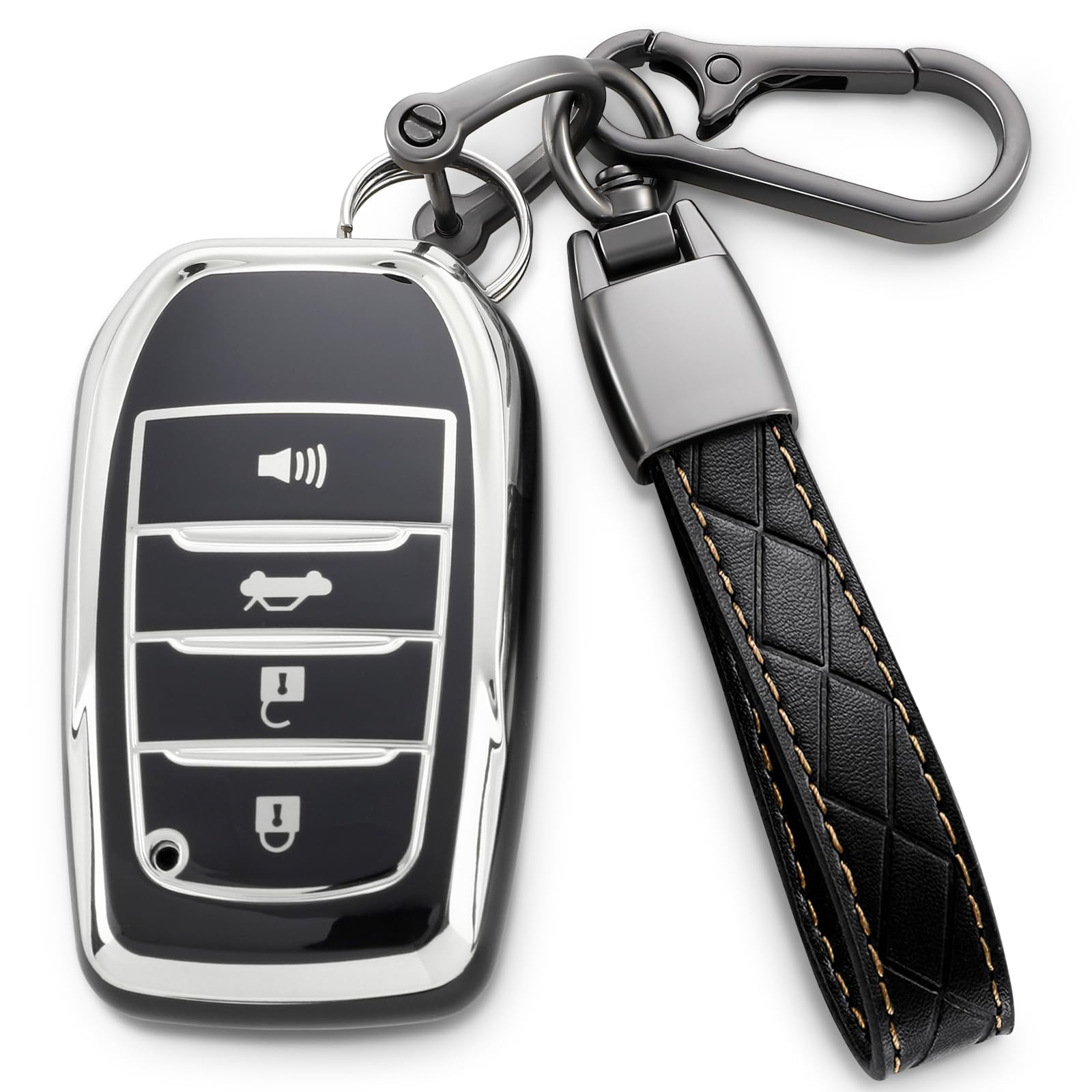 for Toyota Key Fob Cover,Leather Keychain Soft TPU Protection Key Case ...
