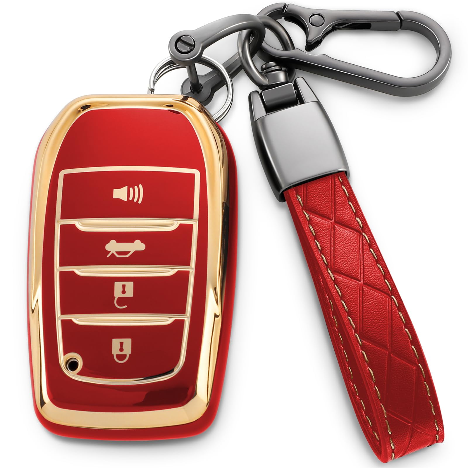 for Toyota Key Fob Cover,Leather Keychain Soft TPU Protection Key Case ...