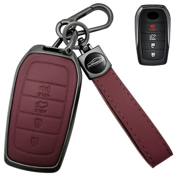 for Toyota Key Fob Coverwith Leather zinc Alloy Keychains,for 2022-2024 ...