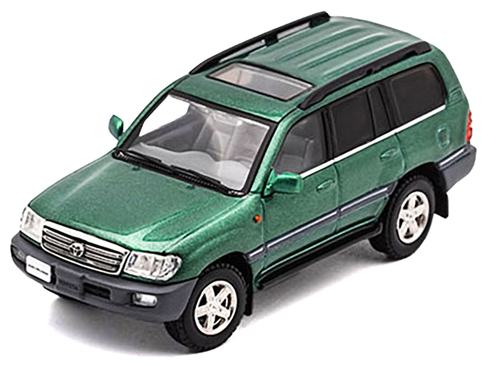 Toyota Land Cruiser 100 Green Metallic Diecast Model Car with Roof Rack ...