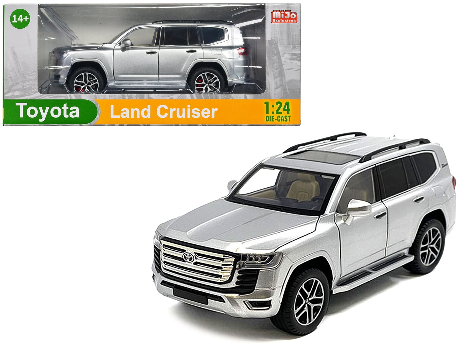 Toyota Land Cruiser Silver Metallic with Sun Roof 1/24 Diecast Model ...