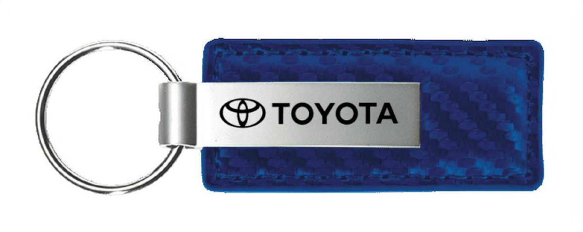 Toyota Logo Blue Carbon Fiber Texture Leather Key Chain Fob Official ...