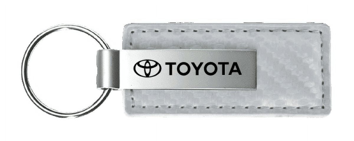 Toyota Logo White Carbon Fiber Texture Leather Key Chain Fob Official ...