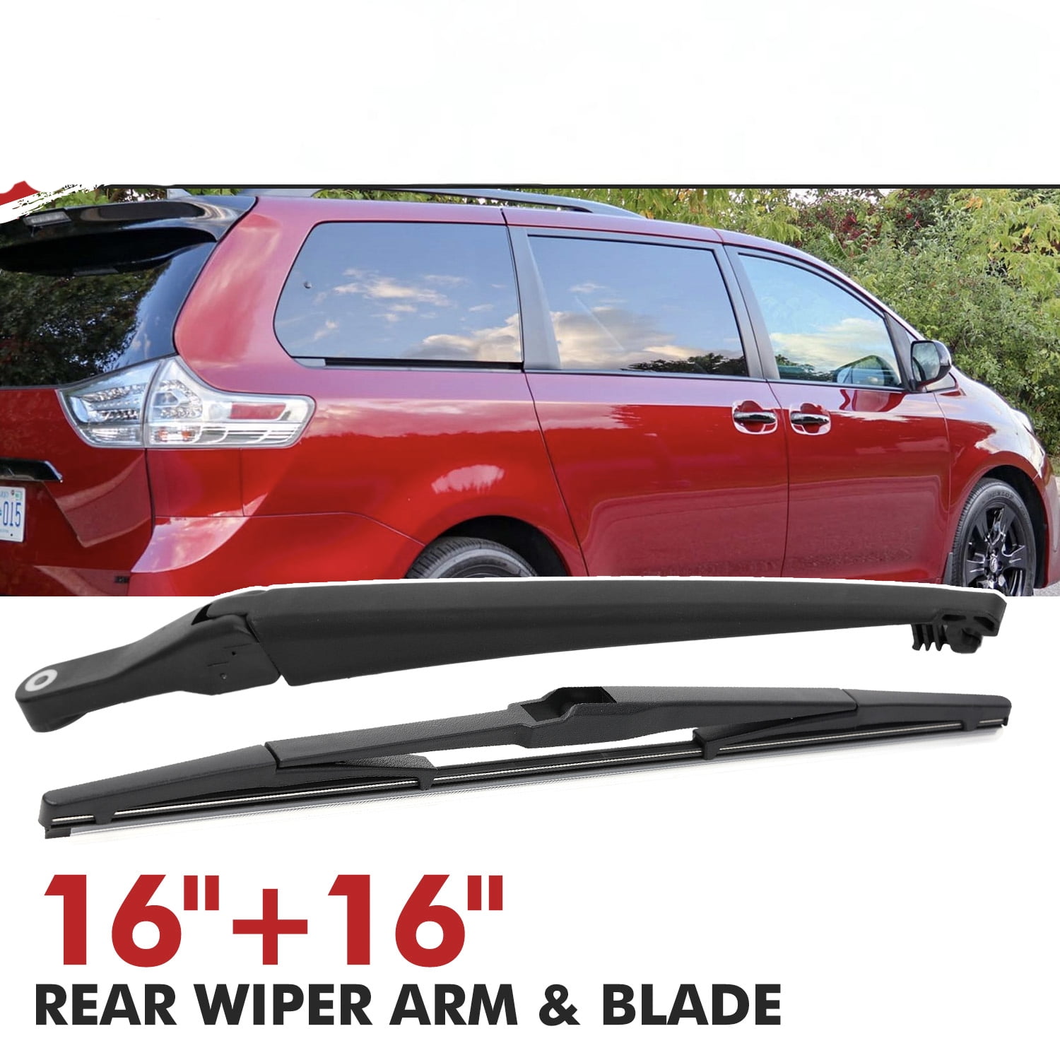 Toyota SIENNA 2011-2021 Rear Windshield Wiper Arm & Blade Set 16"+16 ...