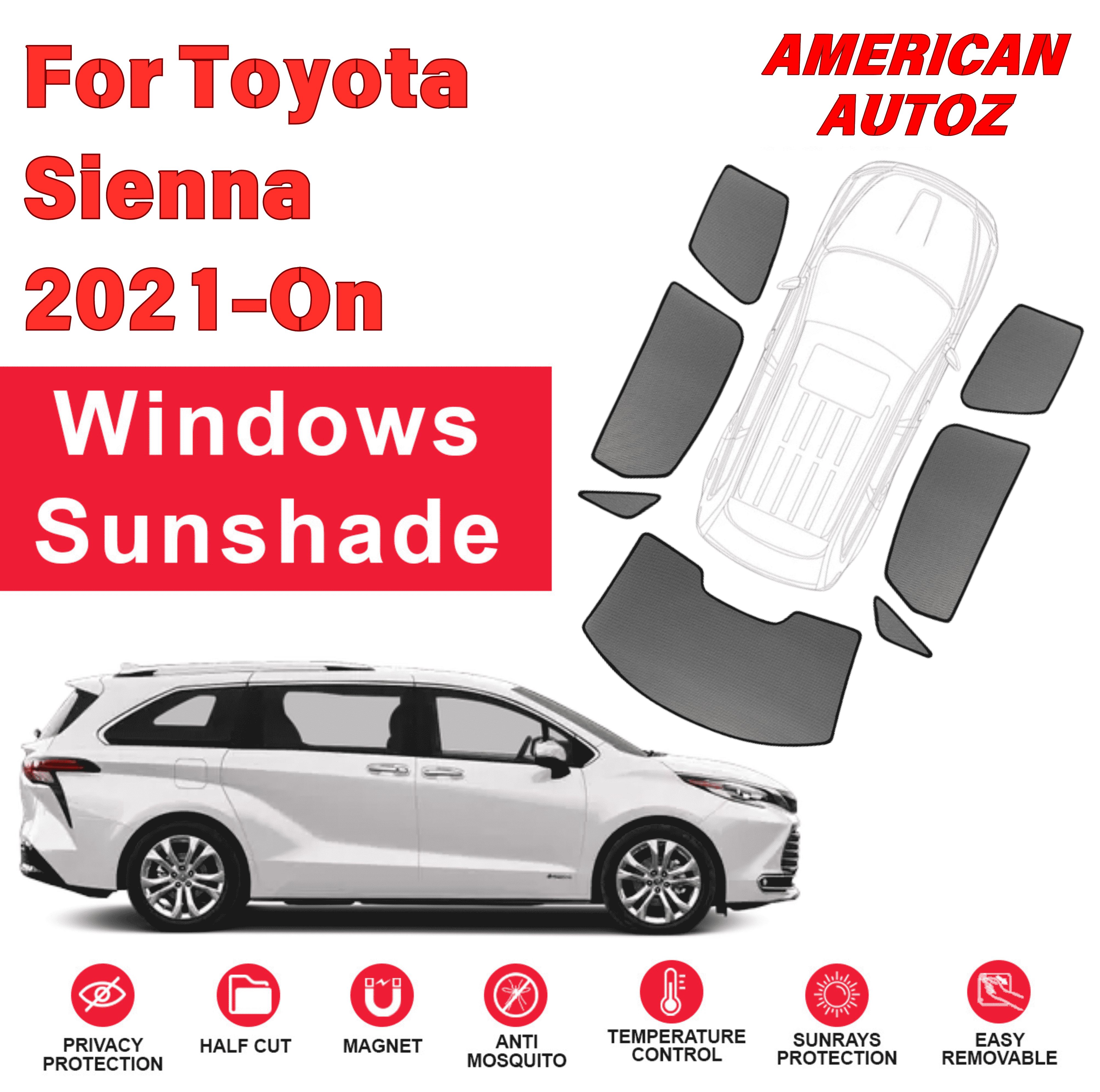 Toyota Sienna 2021 2022 2023 2024 2025 2026 Windows Sunshades Tints ...