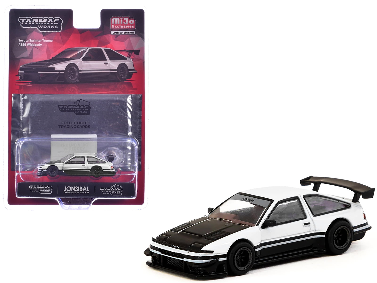 Toyota Sprinter Trueno AE86 Widebody RHD (Right Hand Drive) White and Black with Tarmac Cards ...