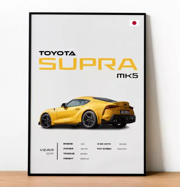 Toyota Supra Mk5 Poster - Modern Japanese Sports Car Wall Art NO FRAMED ...