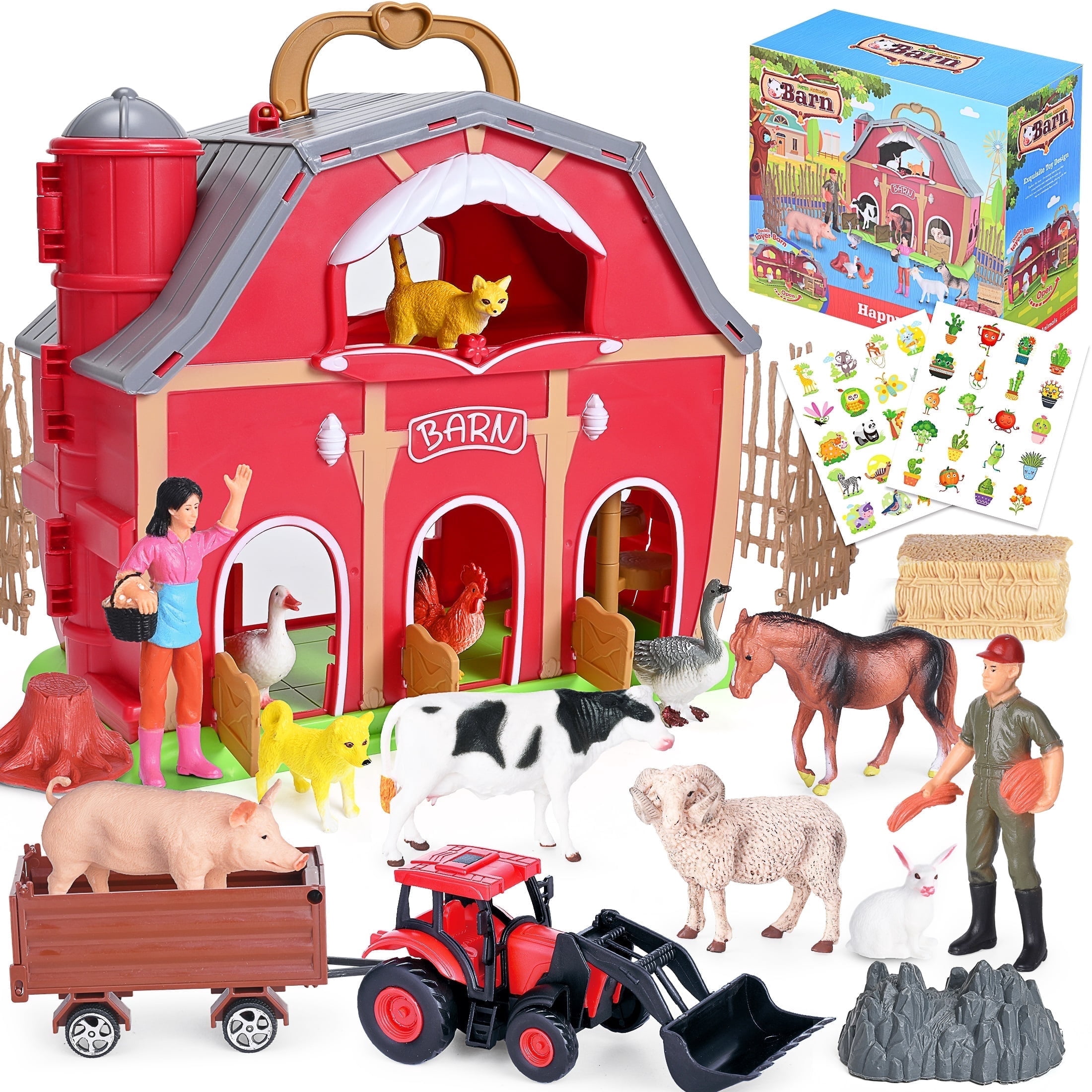Big Red Barn Farm Playset for Toddlers Take Along Montessori Toys for ...