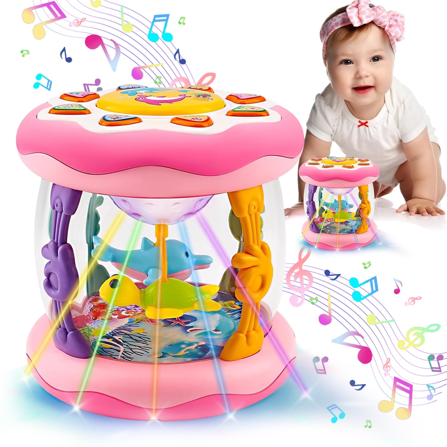 Toys for 1 Year Old Girls - Ocean Rotating Light Up Toy - Crawling ...