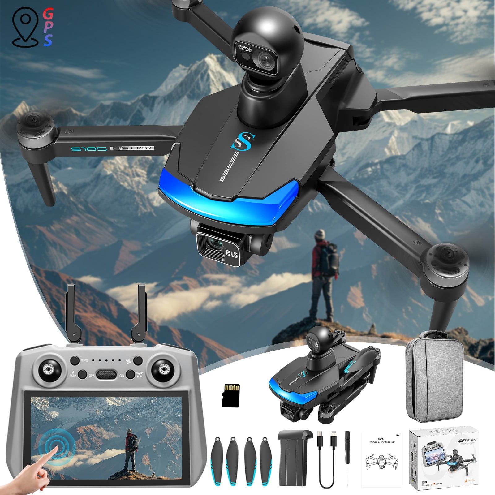 Toys for Boys 14+, Gps Drones With Camera for Adults 2.7K, 7.2Inch Touchscreen, Drone 5G ...