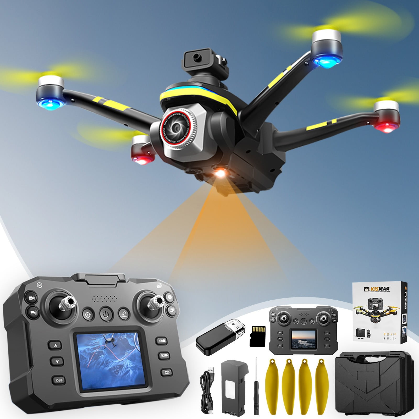 Toys for Boys Age 8-12,Drone with 1080P Screen Remote Control Brushless ...