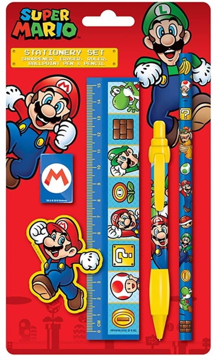 Toys & Gamers Super Mario 5 Piece Stationery Set Officially Licensed ...
