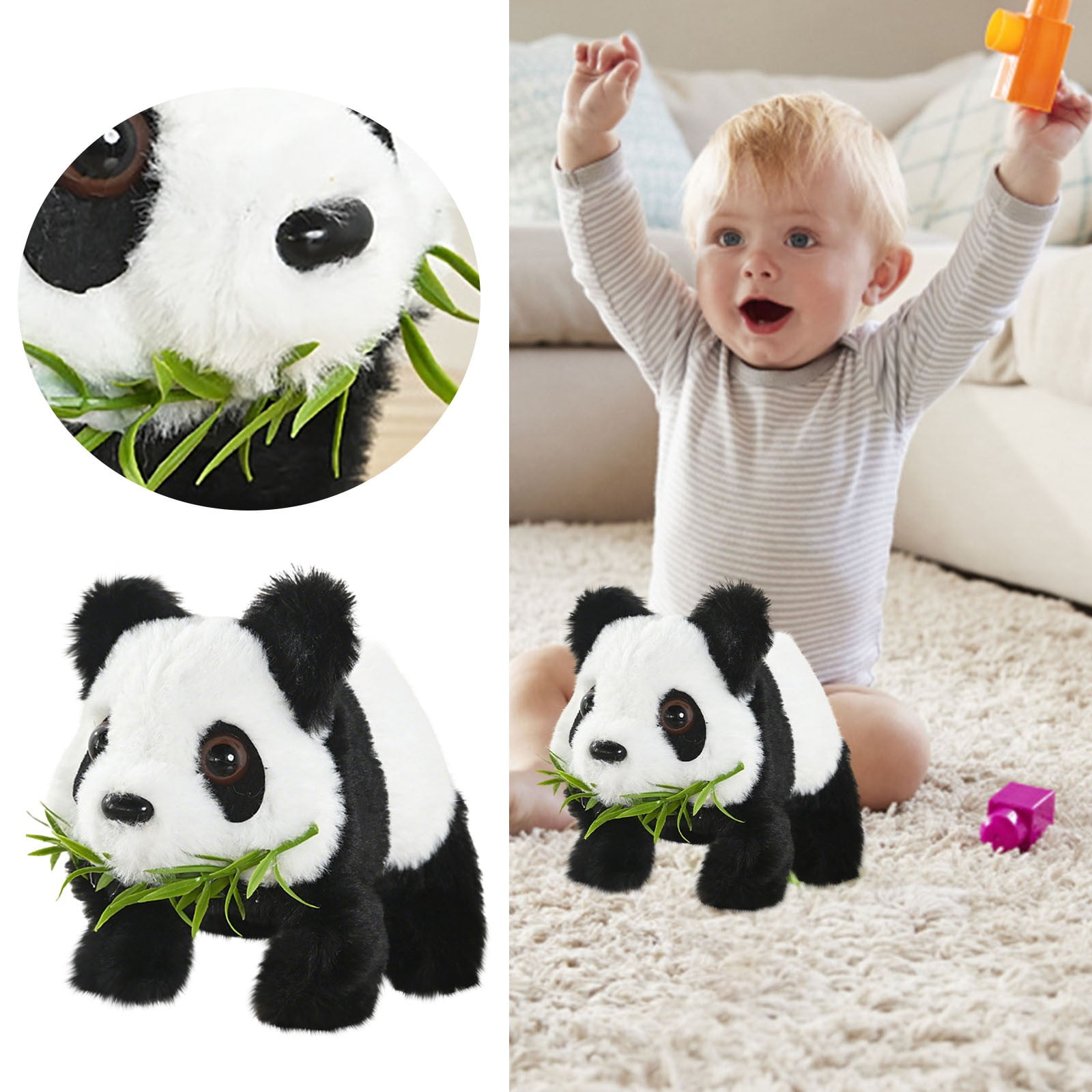 Toys - Interactive Electronic Panda with Sounds Walking and Ear Swinging Features Educational ...
