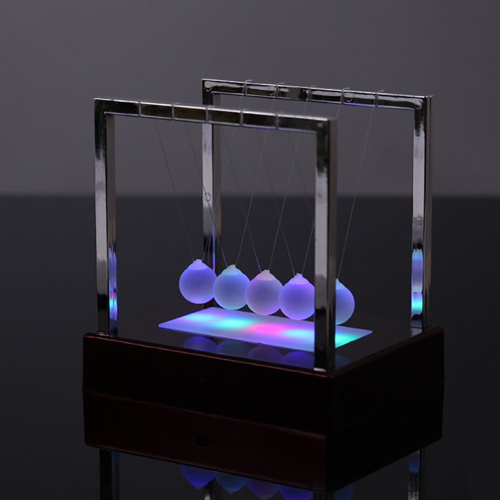 Toys Newtons Cradle Led Light Up Kinetic Energy Home Office Science ...