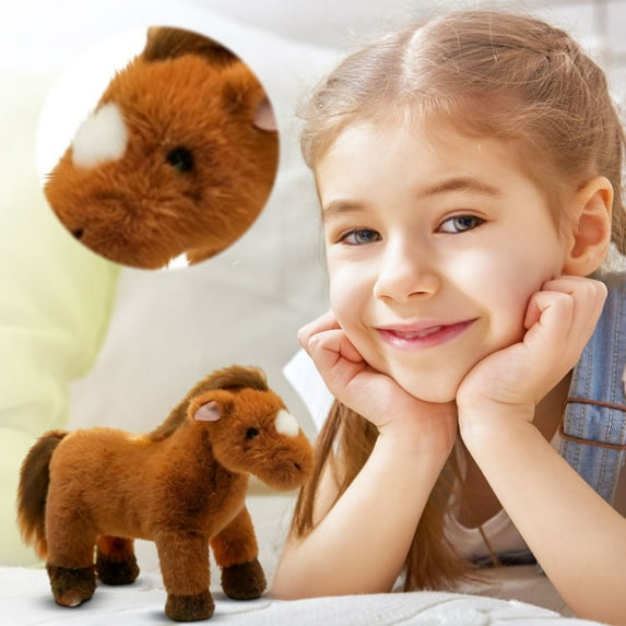 Toys Plush Brown Wild Pony Horse Stuffed Animal Soft Cuddly Perfect for ...