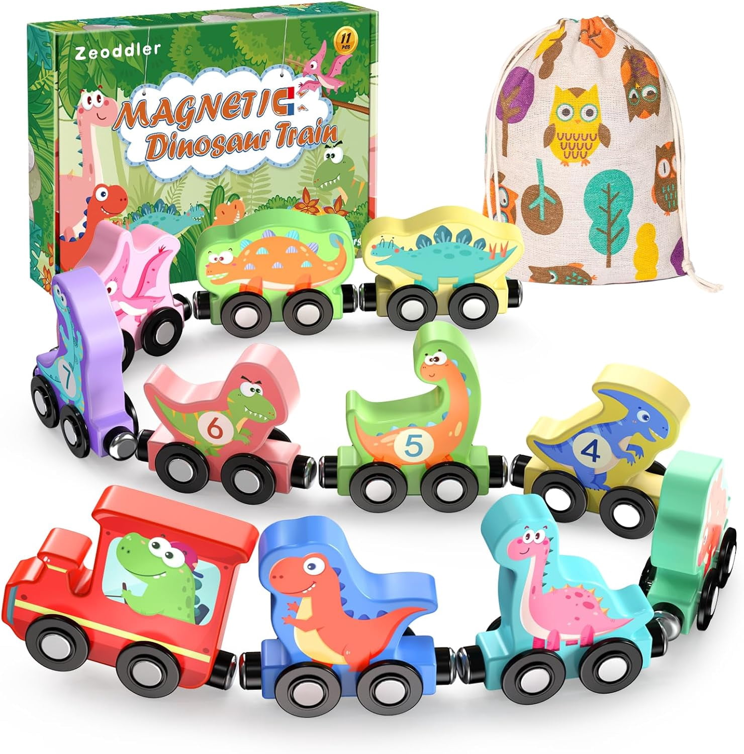 Toys for Toddlers, 11 Magnetic Wooden Animals Train Set, Montessori ...