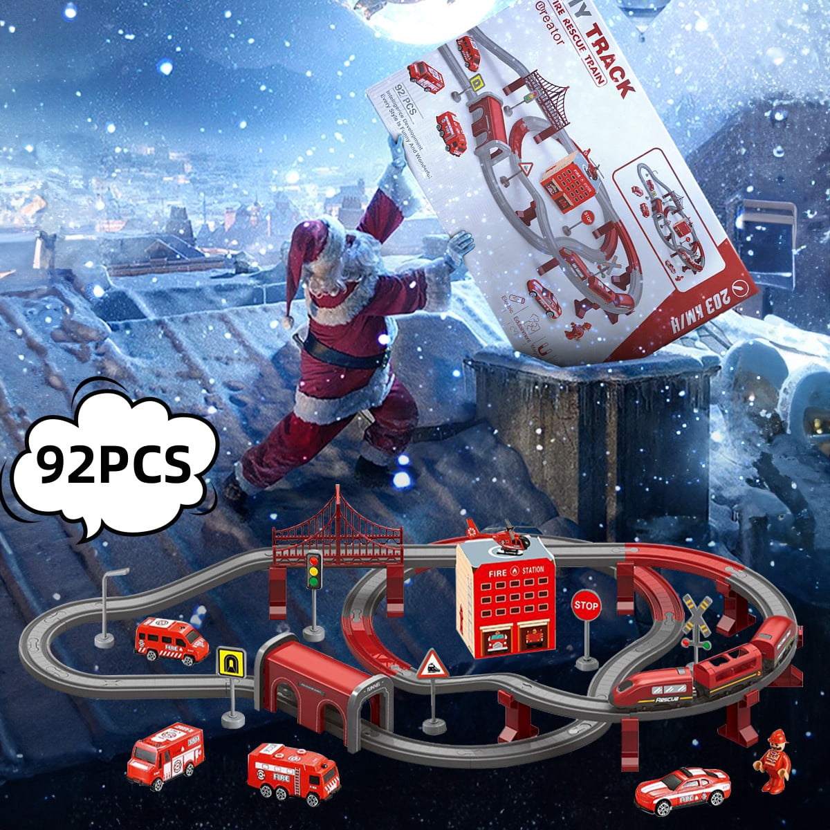 Toys Train Set for Kids, HDJ 92PCS Race Track Set for Boys Christmas ...