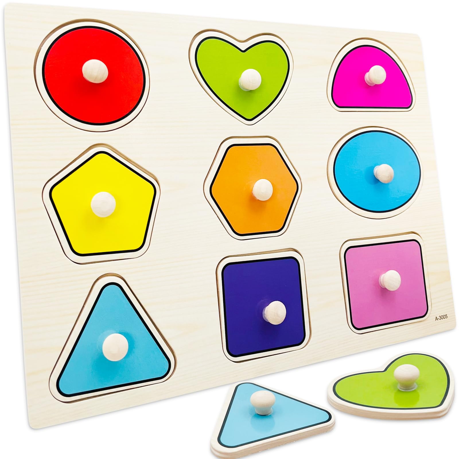 Toys Wooden Peg OIF8 Puzzles - Shapes, Kids Toys Puzzles 3-5 Years Old ...