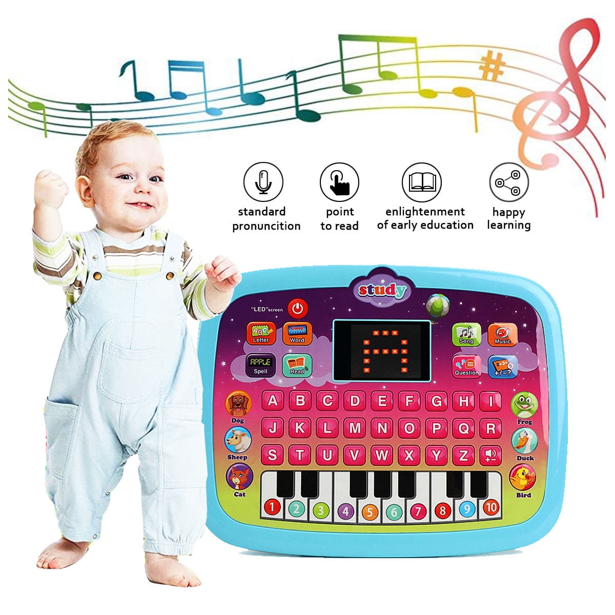 SUTENG Educational Learning Tablet Toy with Light and Music for ...