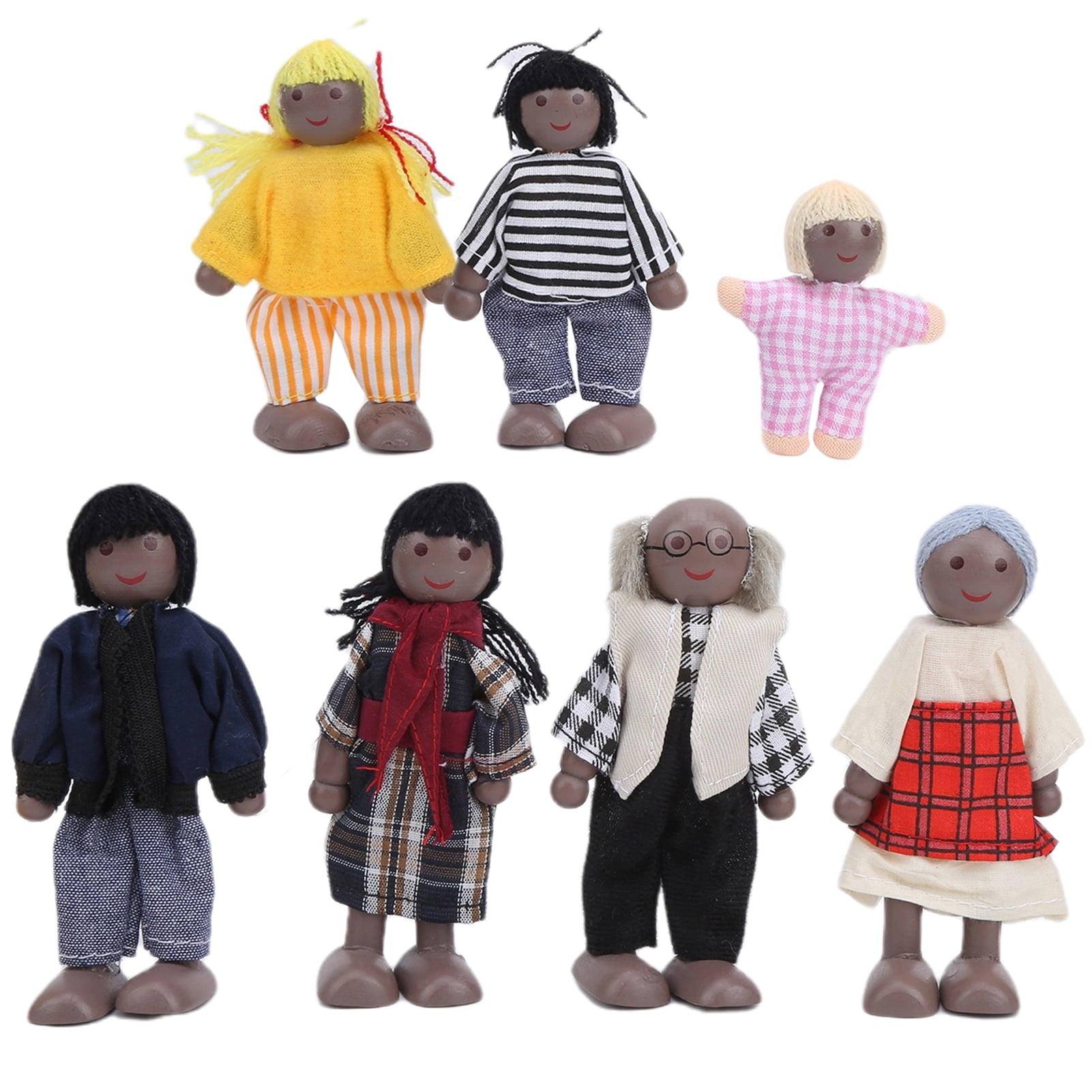 Toys for Kids 3+ Family Doll Figures Pine Miniature People Toy Set ...