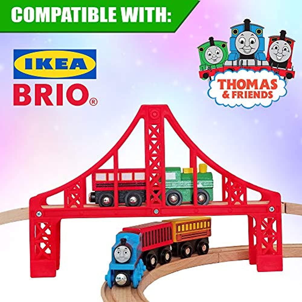 ToysOpoly 55 Pcs Wooden Train Tracks Set, Magnetic Train Sets Toy for ...