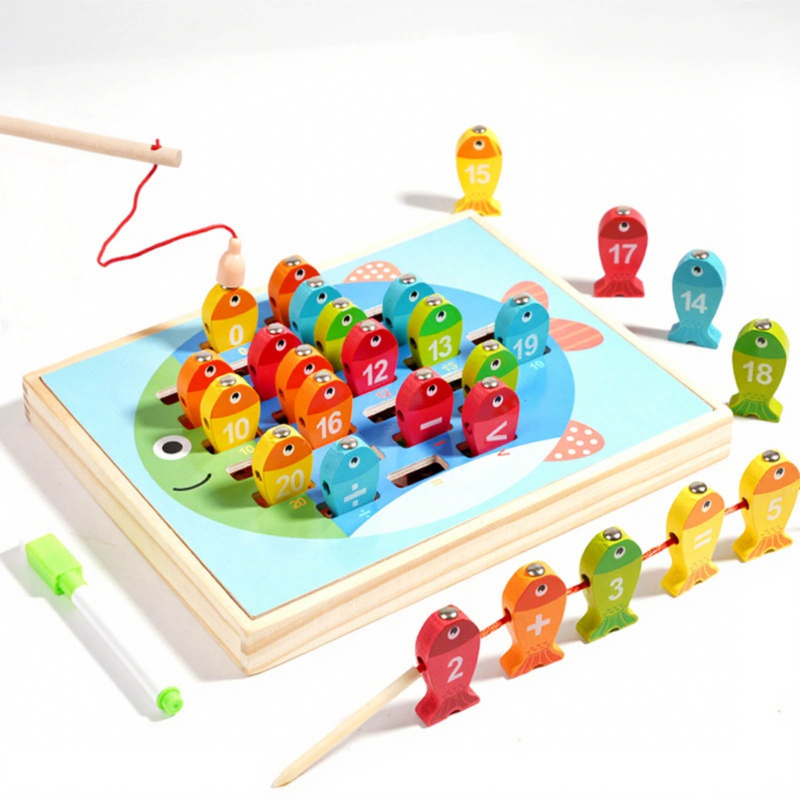 ToysYGift Magnetic Wooden Fishing Game Toy, Alphabet Fish Catching ...