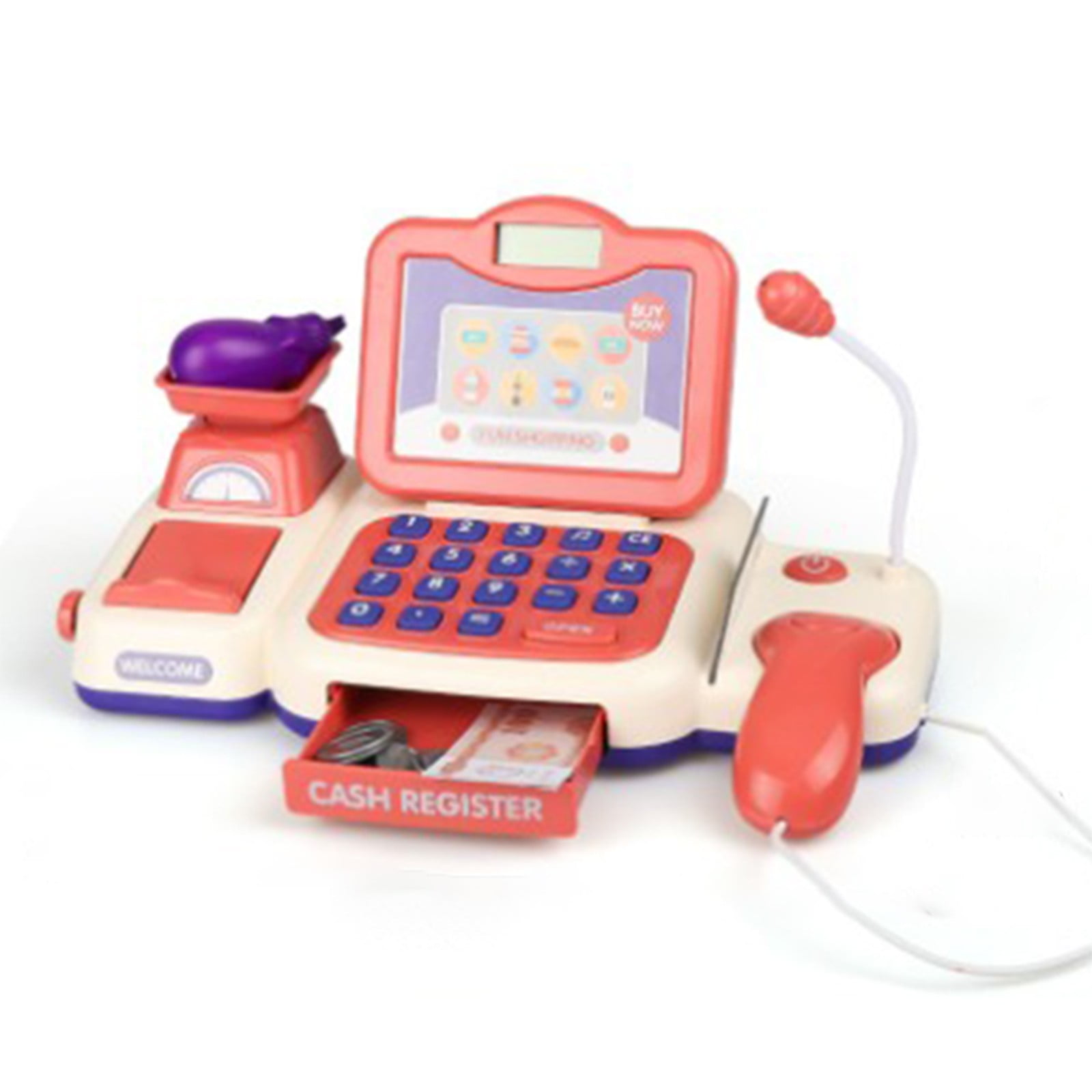 ToysYGift Pretend Play Cash Register Toys with Scanner, Large Drawer ...