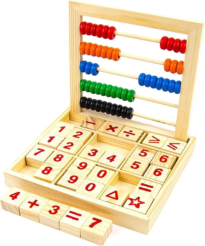 Toysery Abacus for Kids Math Counters, Wooden Educational Counting Toy ...