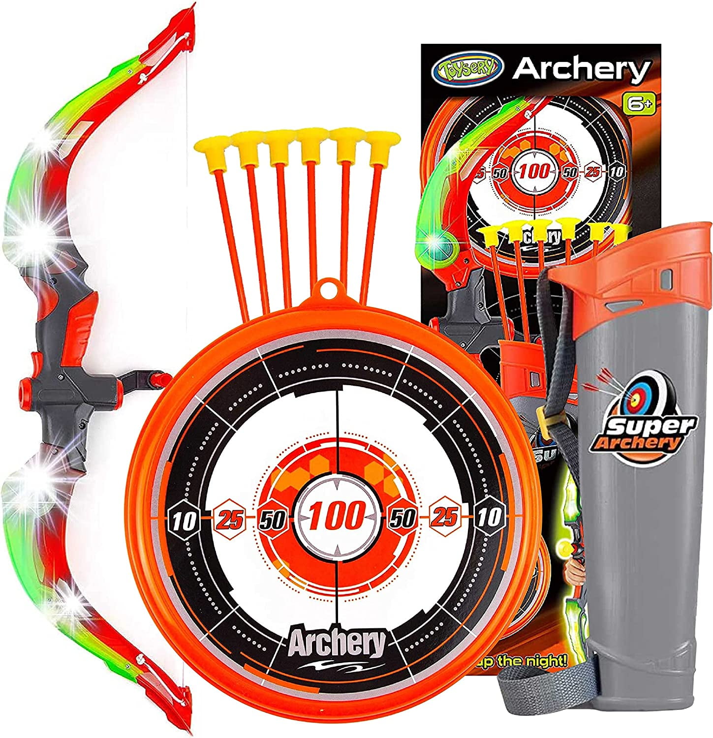 Toysery Bow and Arrow achery set for Kids with LED Flash Lights - bow ...