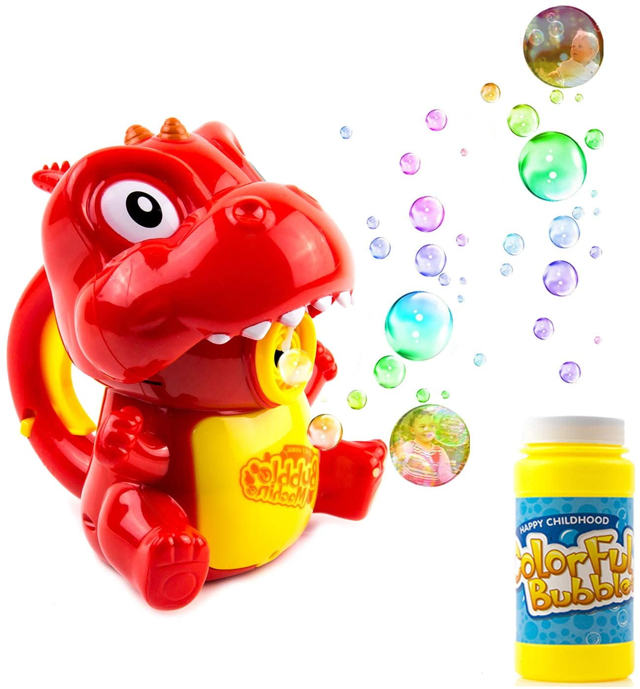 Toysery Dinosaur Bubble Blower Machine for Kids, LED Light and Sound ...