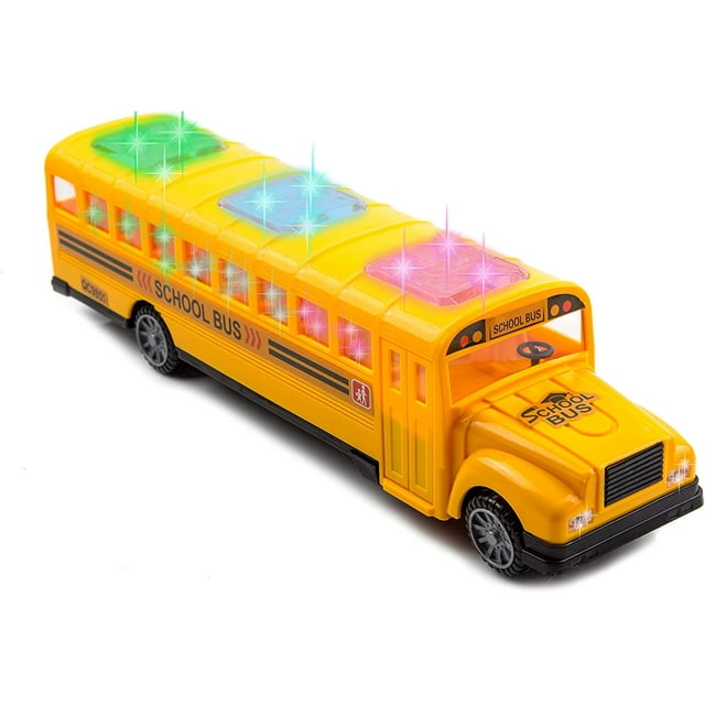 Toysery School Bus Toy with LED Lights, Sounds, Bump and Go Action for ...