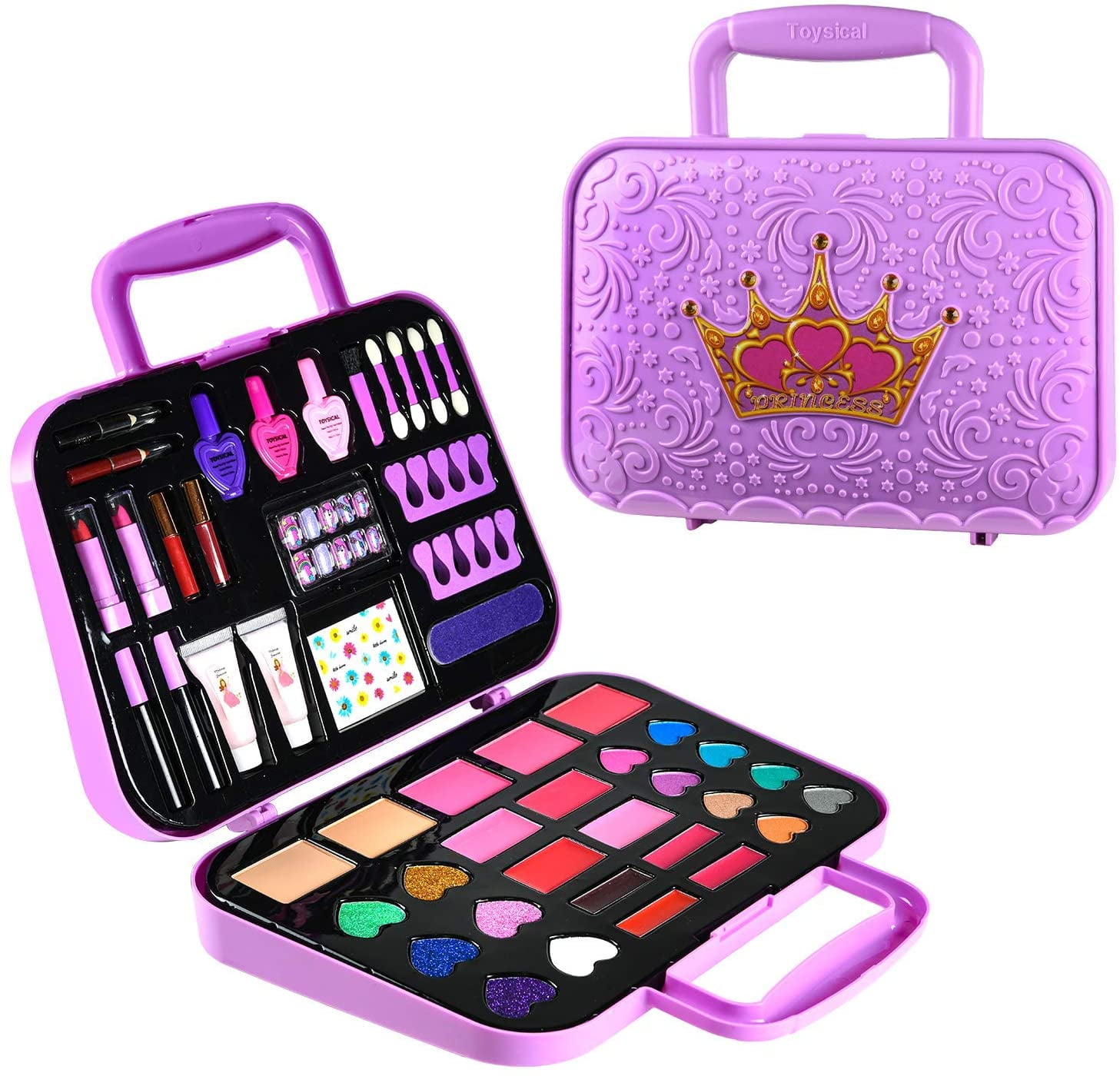 Toysical Kids Makeup Kit, Real Washable Play Set, Includes Makeup ...