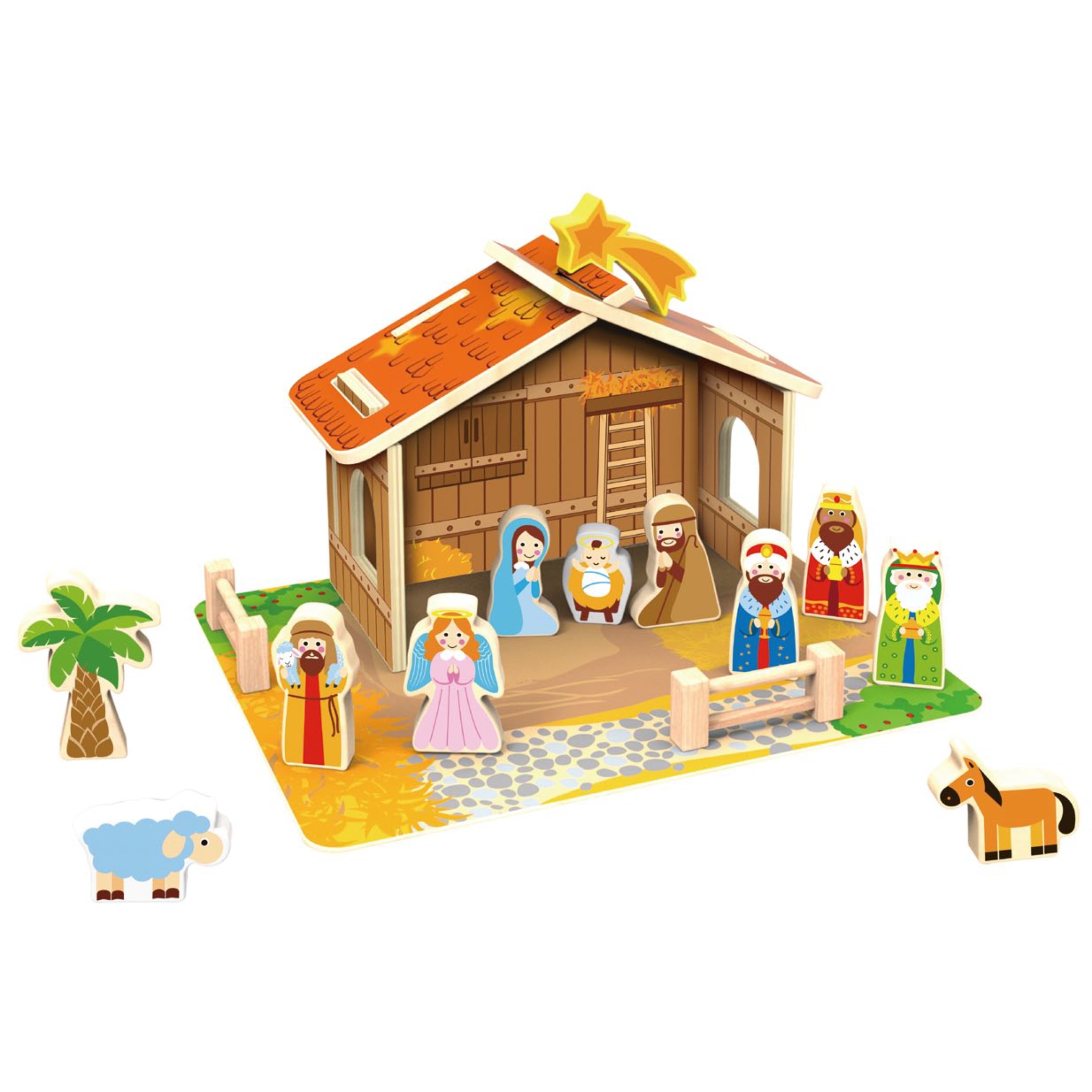 Toyster's Wooden Nativity Scene | Christmas Playset for kids with Baby ...