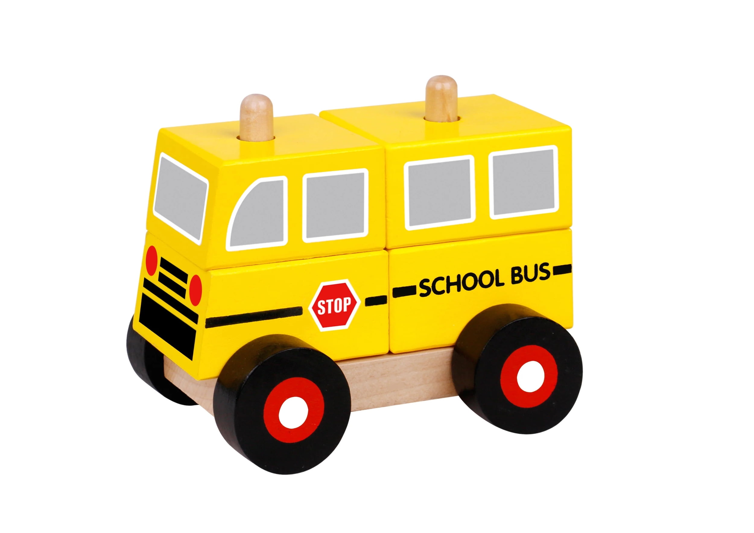 Toyster's Wooden School Bus Building Blocks Toy for Kids - Walmart.com