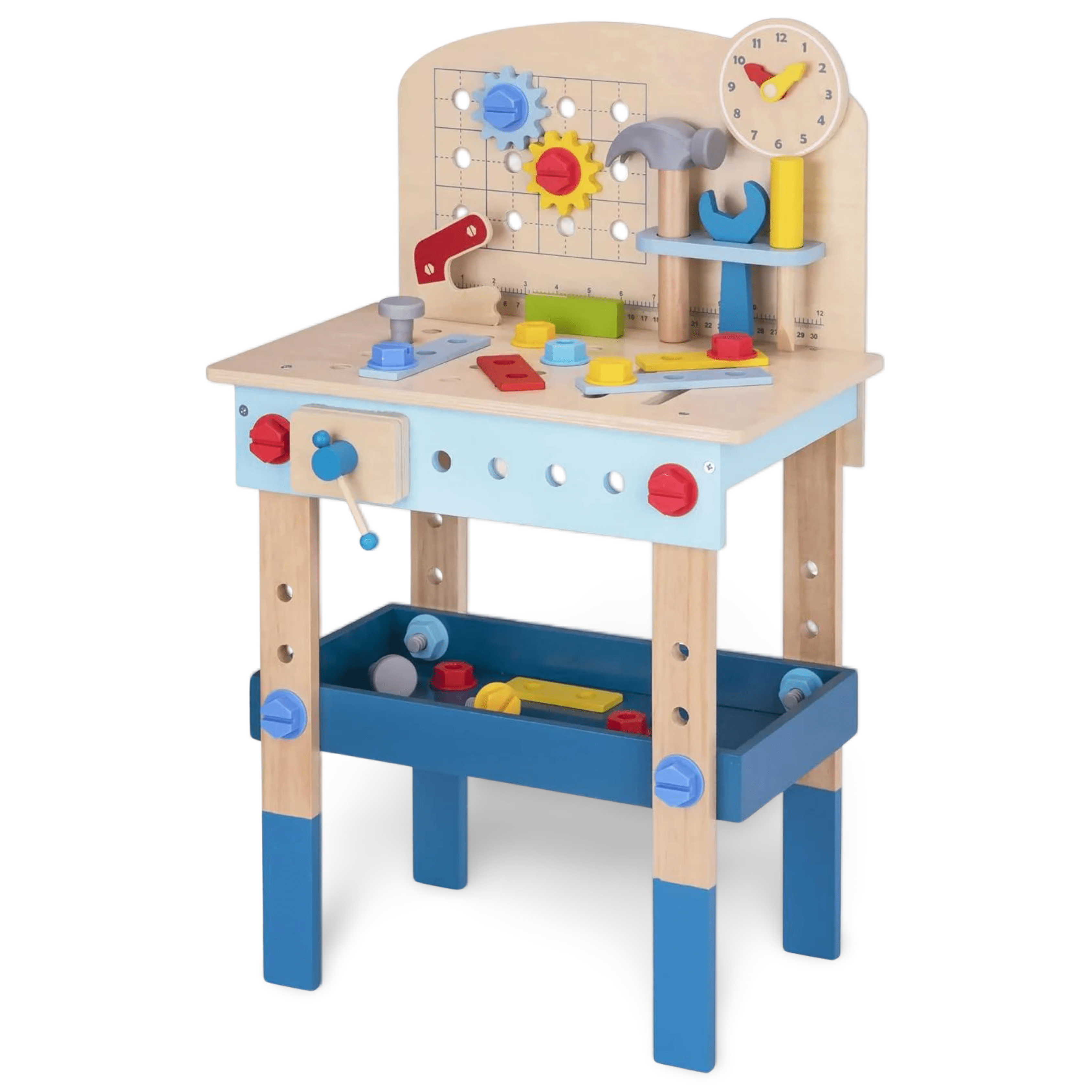 Toyster's Wooden WorkBench With Tools, Kids Workbench Toy, w/ Rich ...