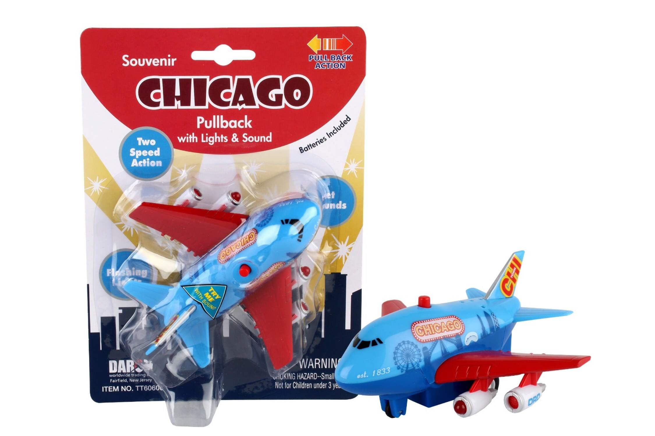 Toytech TT60606 Chicago Pullback with Light & Sound Toy Airplane ...