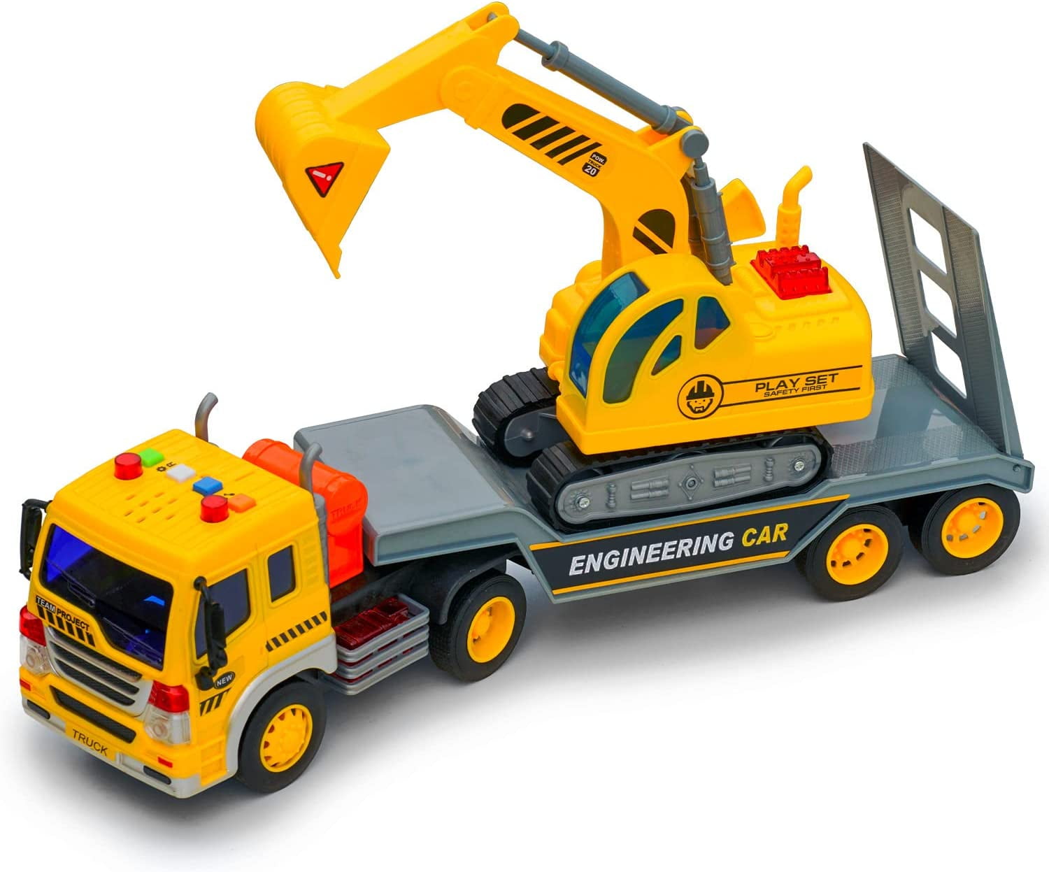 Toythrill Realistic Kids Friction Powered Flatbed Truck Playset for ...