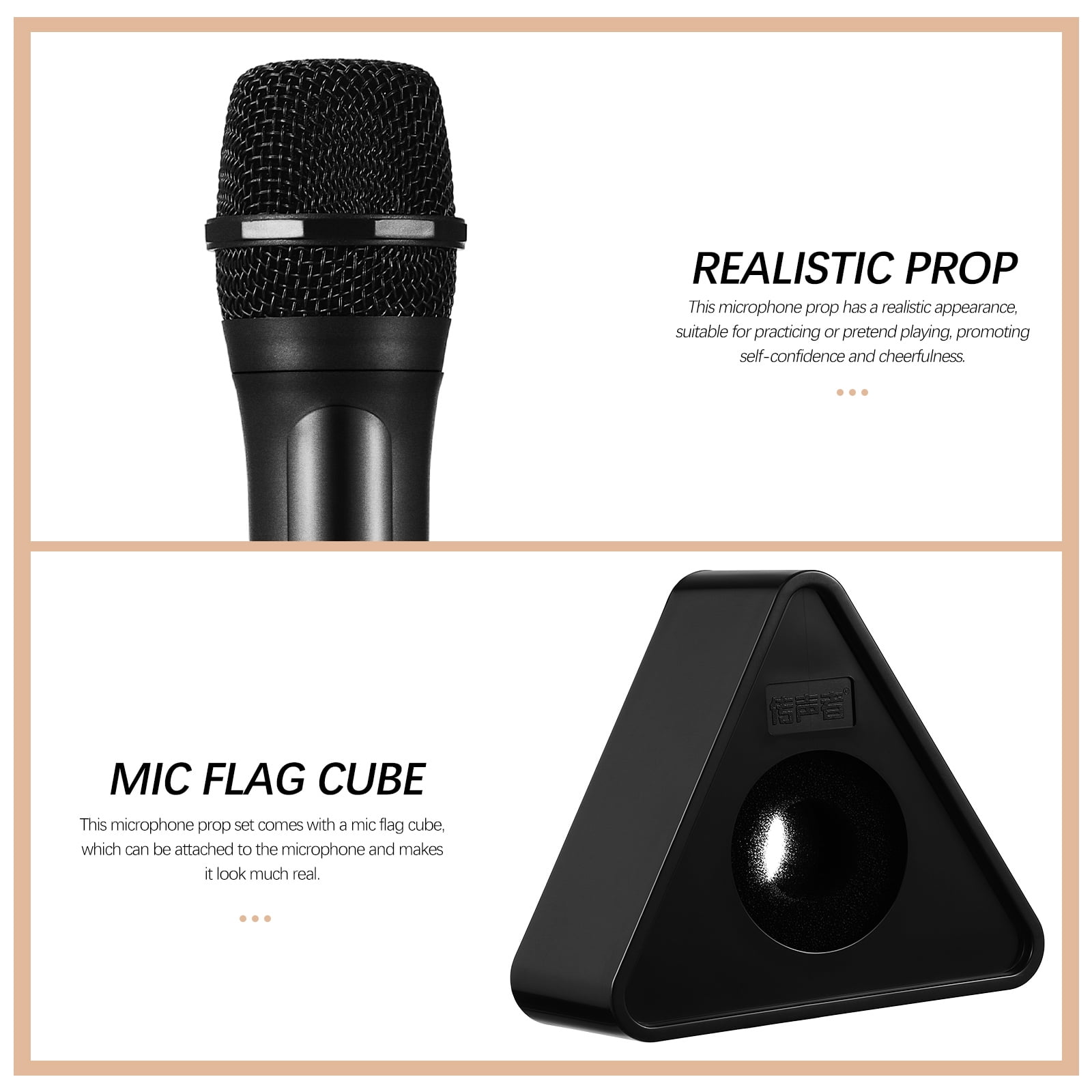 Toyvian 1Set Black Simulation Microphone Prop with Realistic Mic Flag ...