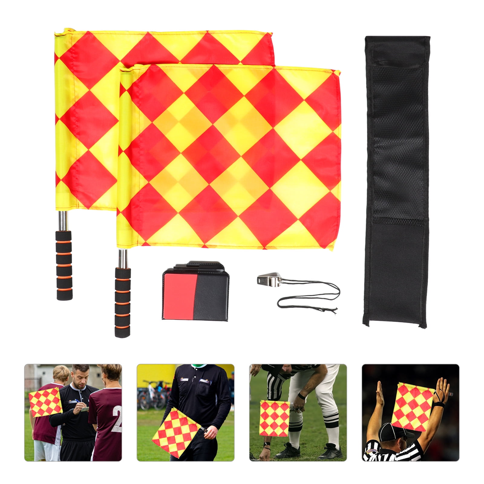 Toyvian 1 Set Referee Flags Rectangular PVC Bright Colors Portable ...