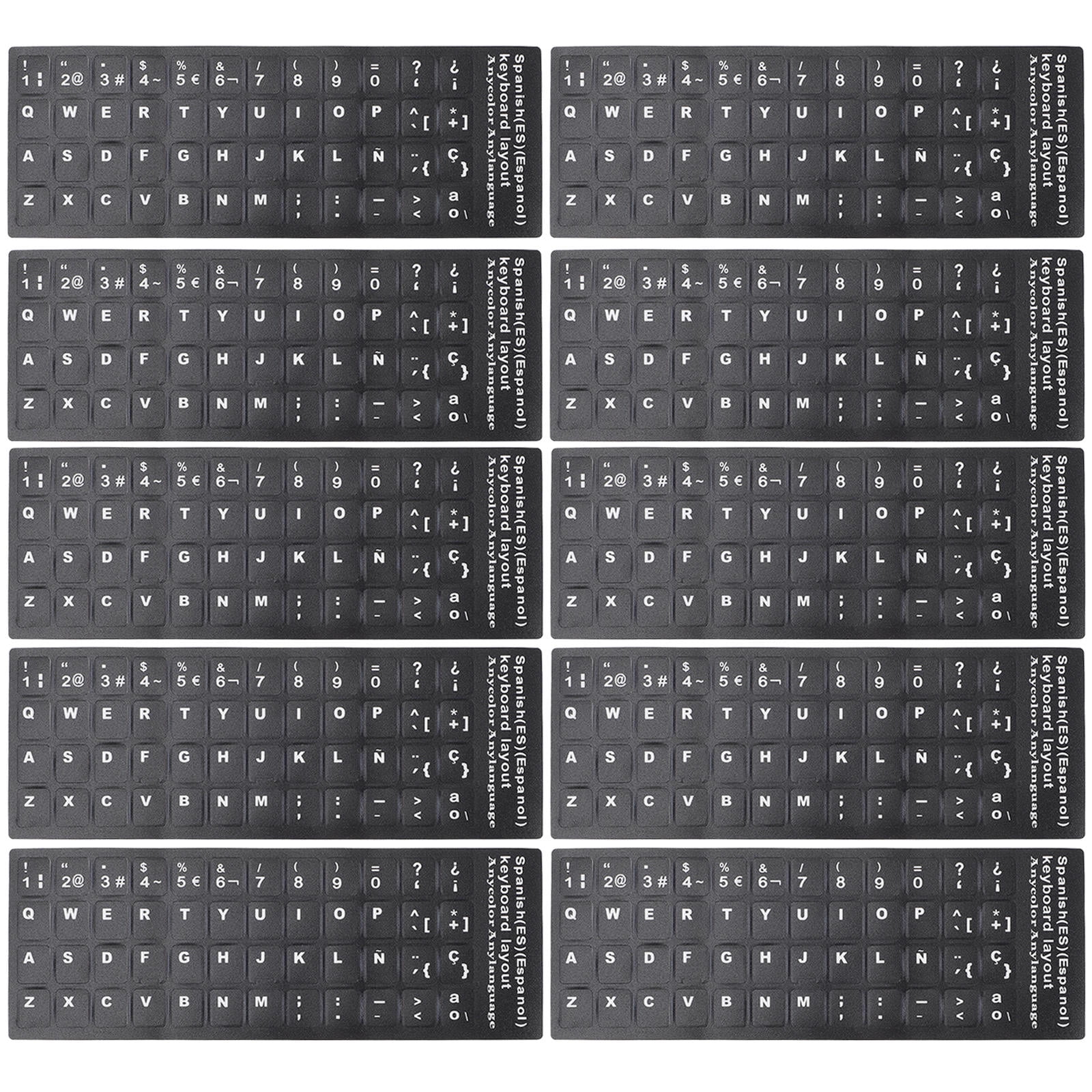 Toyvian 10 Sheets Keyboard Key Stickers Black PVC Language Conversion ...