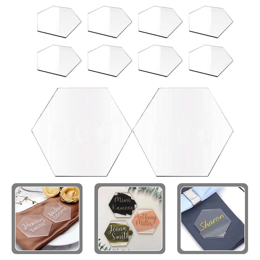 Toyvian 10pcs Clear Hexagon Shape Sign for Living Room Decoration and ...