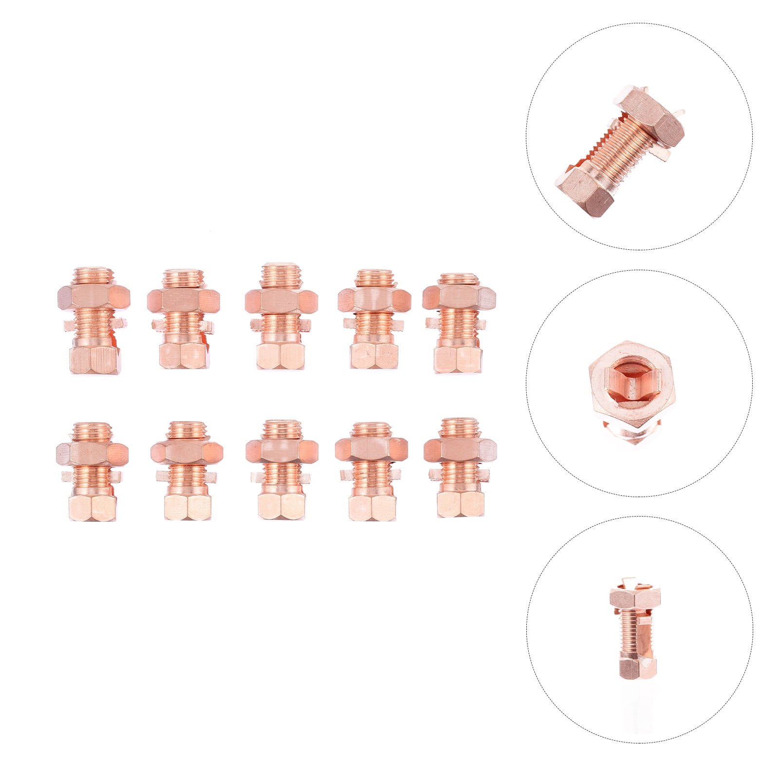 Toyvian Split Bolts Electrical Copper Split Bolt Rose Gold 10Pcs ...