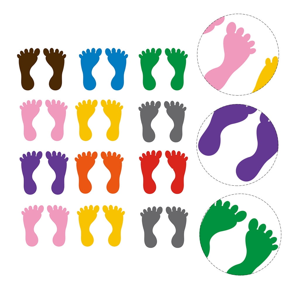Toyvian 12 Pairs of Footprint Stickers Long-term Use PVC Foot Step ...