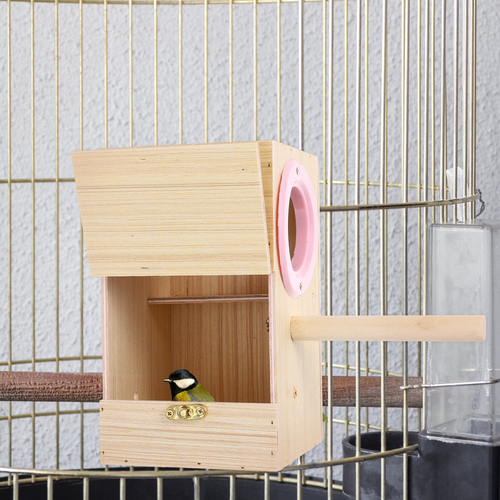 Toyvian 1Pc Bird Breeding Nest Box Wood with Hinged Cover Easy to Clean ...