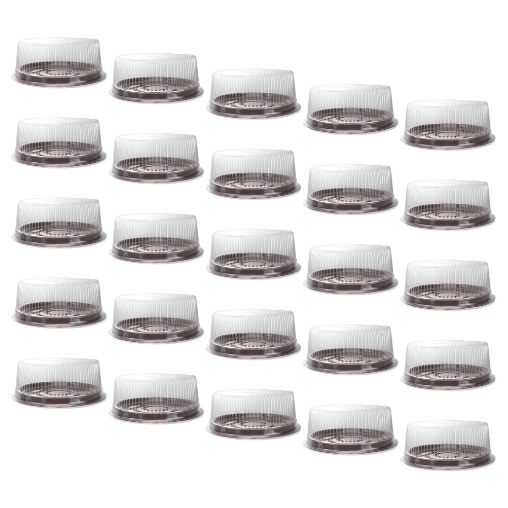 Toyvian 25 pcs Plastic Cake Container with Clear Lids Round Cake ...