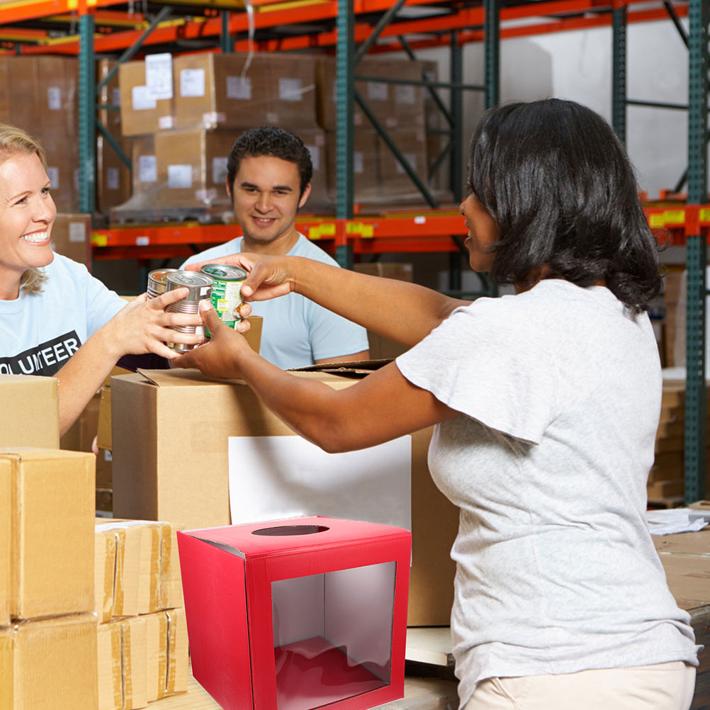 Toyvian Red Paper Raffle Boxes with Slot for Fundraising Events ...