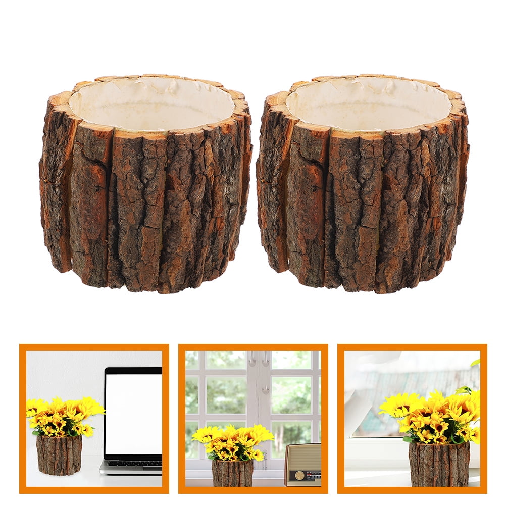 Toyvian Plant Pot Large Succulents Pots Natural Bark 2Pcs Homeowners ...