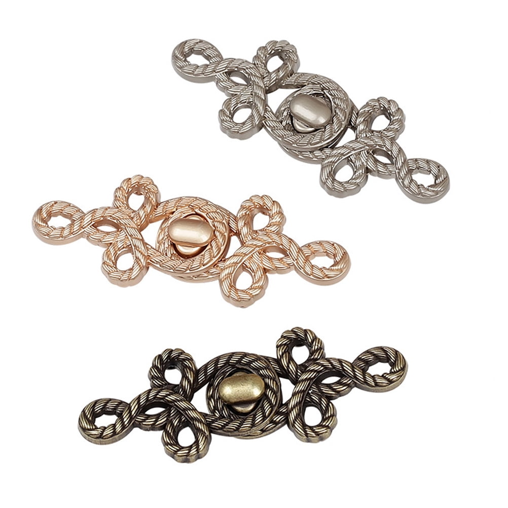 Toyvian 3 Pairs of Cheongsam Button Silver Metal Oval Buttons for ...