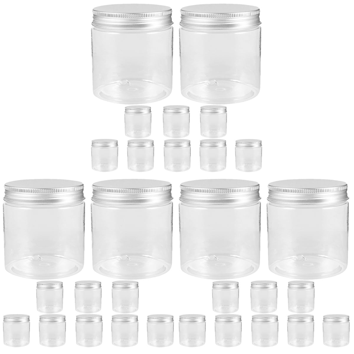 Toyvian 30 pcs Reusable Plastic Jar With Aluminum Lid Round Sealing Jar ...