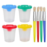 U.S. Art Supply Kids' 10pc No Spill Paint Cups & Large Round Brush Set ...